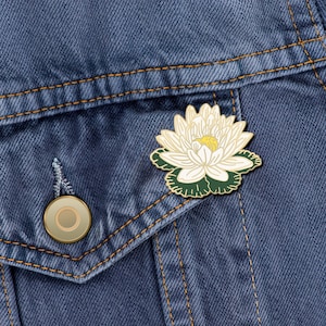 Water Lily White Enamel Pin - Etsy