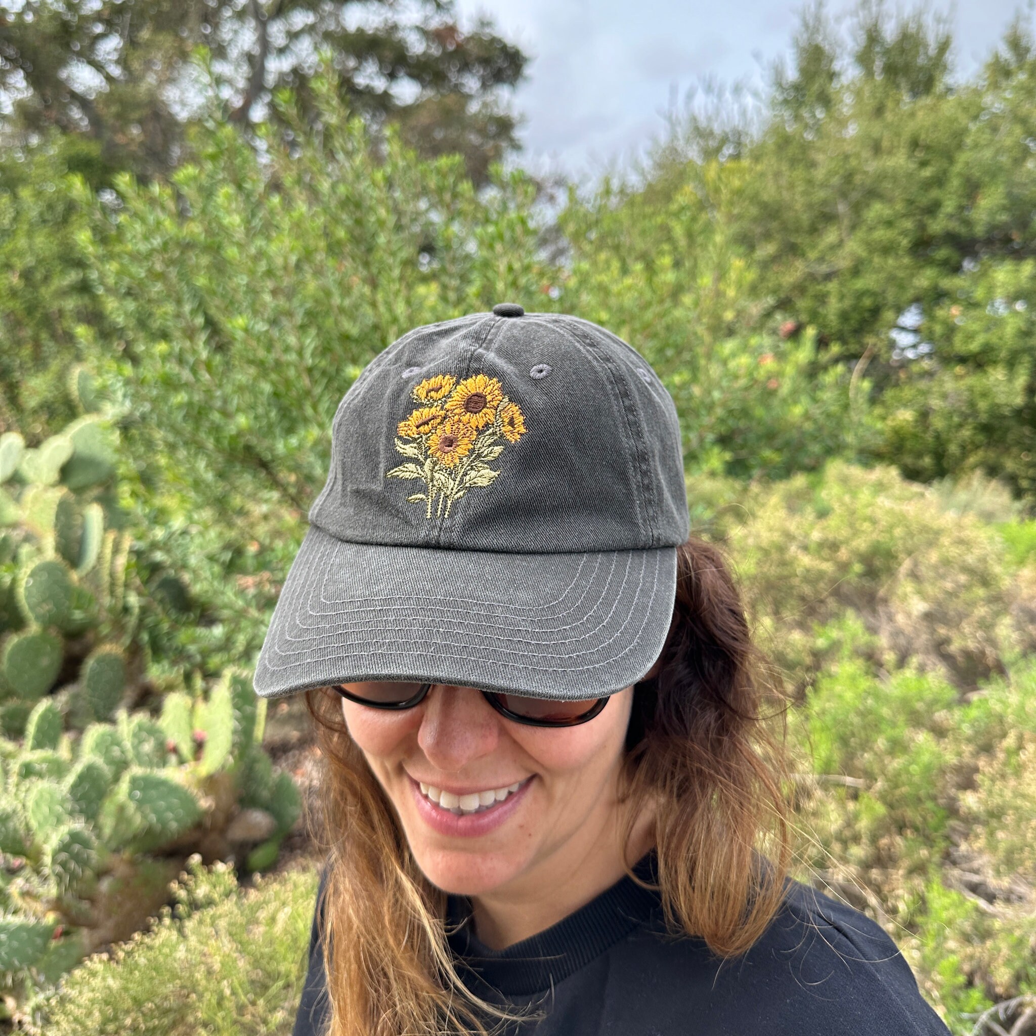 Embroidered Sunflower Hat, Floral Baseball Cap, Nature Lover Gift - Etsy