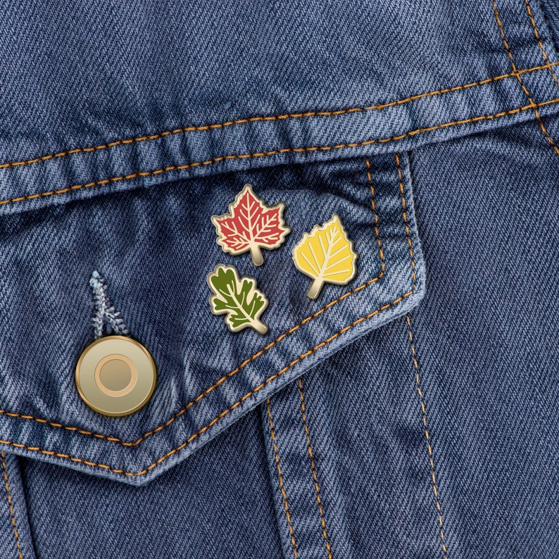 Mini Leaf Set Leaf Enamel Pin Set Fall Pins Nature's Elegance in ...