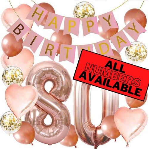 80th Birthday Decorations for Her Pink and Rose Gold 80th - Etsy