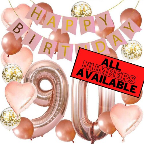 90th Birthday Decorations Party Supplies Rose Gold Party - Etsy