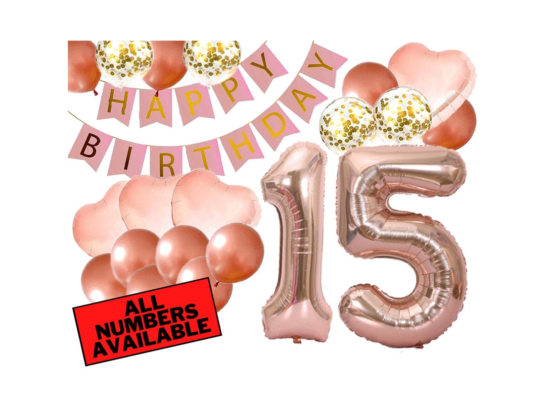 15th Birthday Decorations - Pink and Rose Gold Theme - 15th Birthday ...