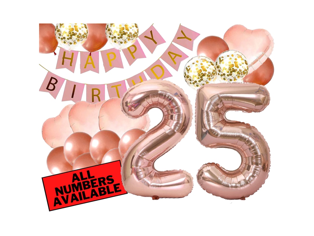 25th Birthday Decorations - Pink and Rose Gold Theme - 25th Birthday ...