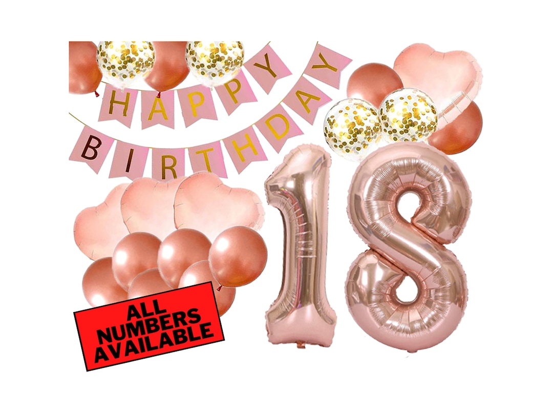 18th Birthday Decorations - Pink and Rose Gold Theme - 18th Birthday ...