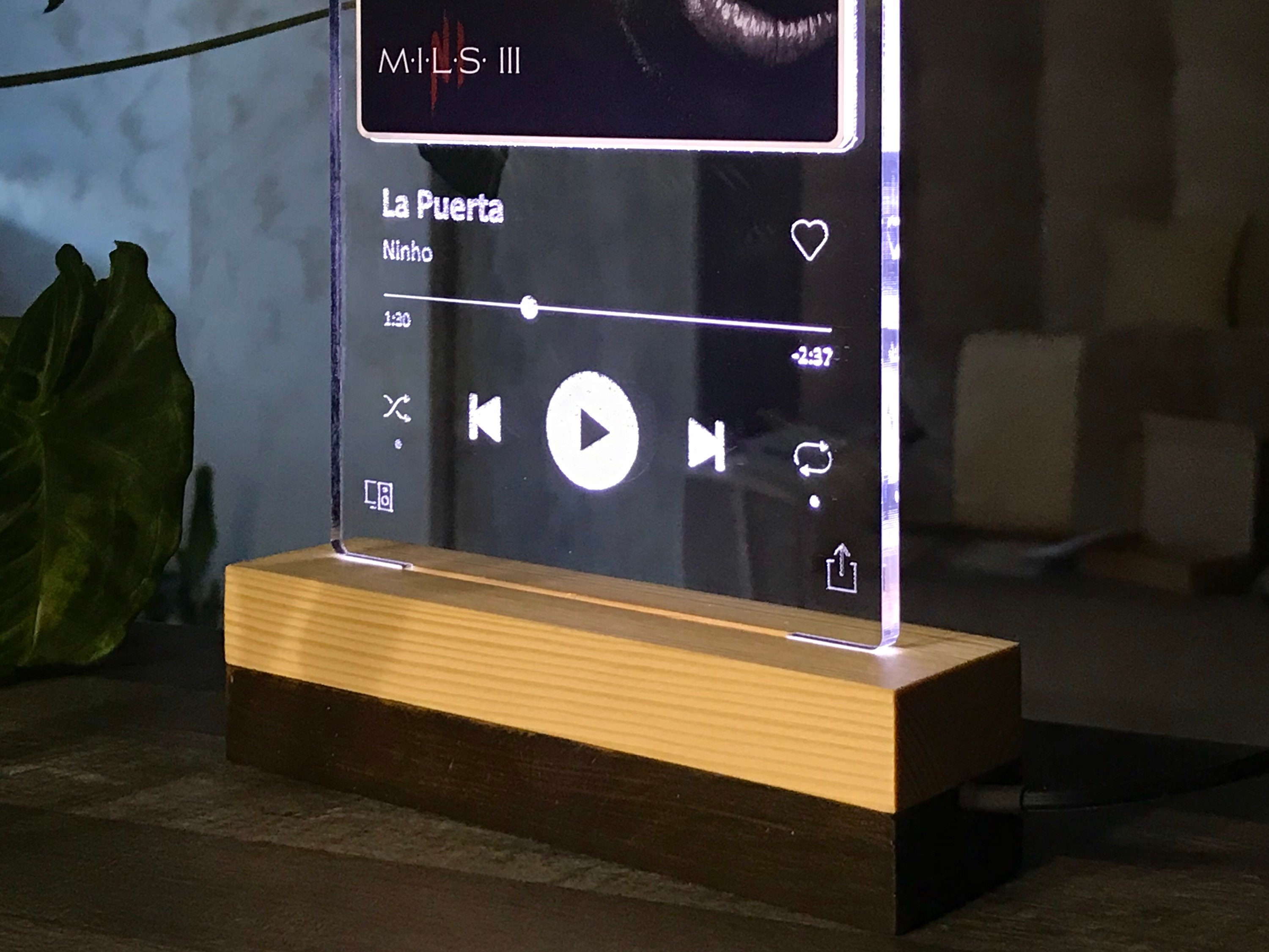 CUSTOM Song LED Lamp Plaque. Acrylic Music display LED Night | Etsy