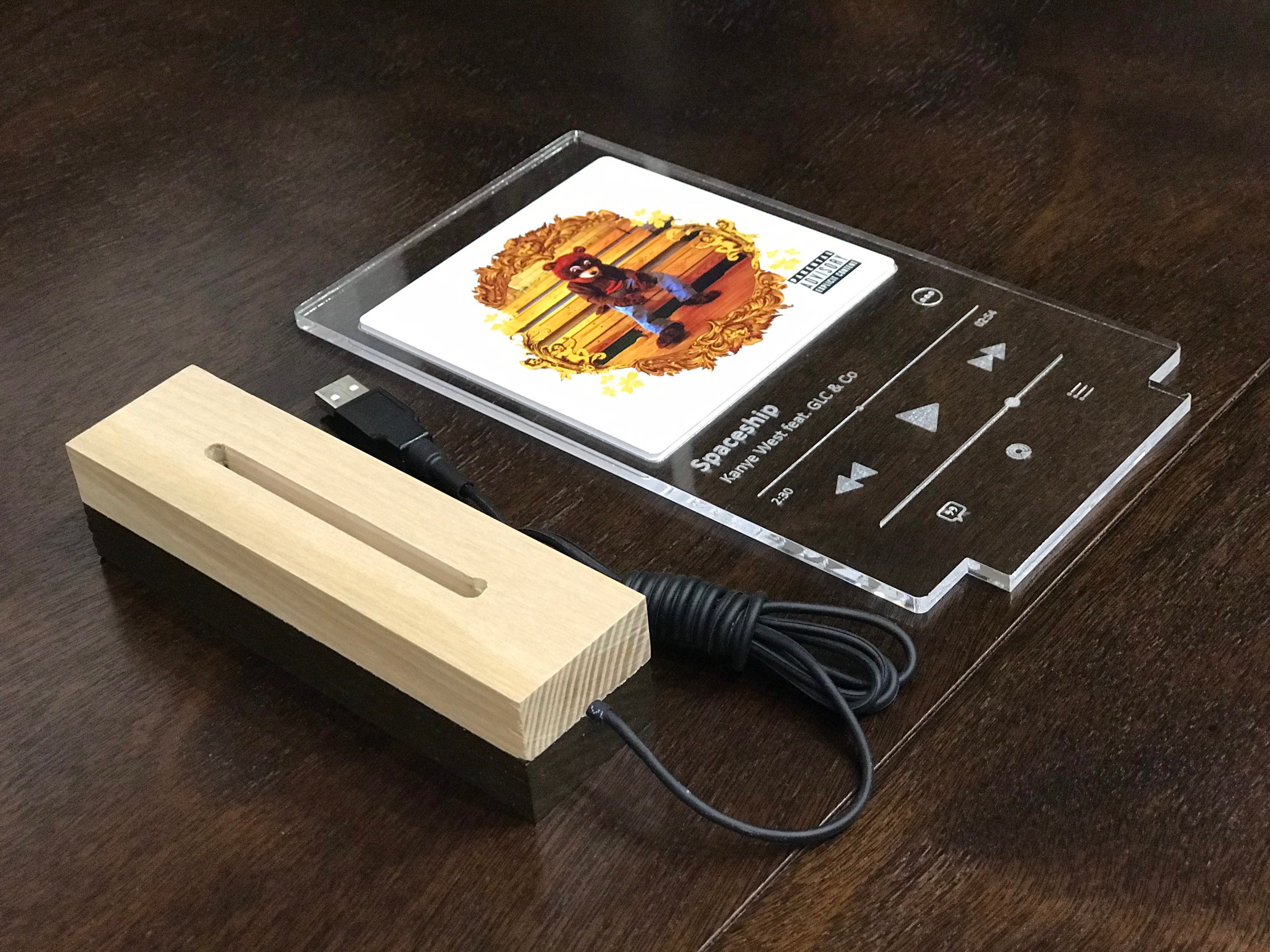 CUSTOM Song LED Lamp Plaque. Acrylic Music display LED Night | Etsy