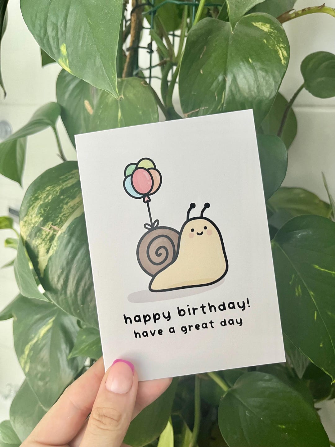 A6 Birthday Card Snail Birthday Card Snail Card Positive Art Folded ...