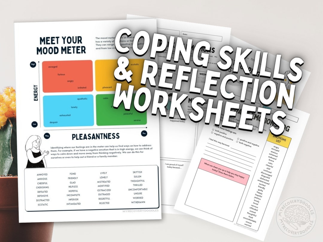 A4 Mental Health Coping Skills & Wellbeing CBT/DBT Digital Worksheet ...