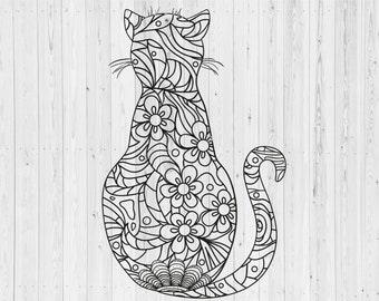 Boho Cat SVG, Cat With Flower Frame Svg, Mandala Svg, Boho Svg Files ...