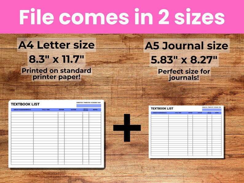 Textbook List Planner Printable | College Student | Course Materials ...