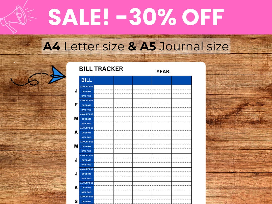 Monthly Bill Tracker Printable | Finance Planner PDF (A4, A5) - Etsy