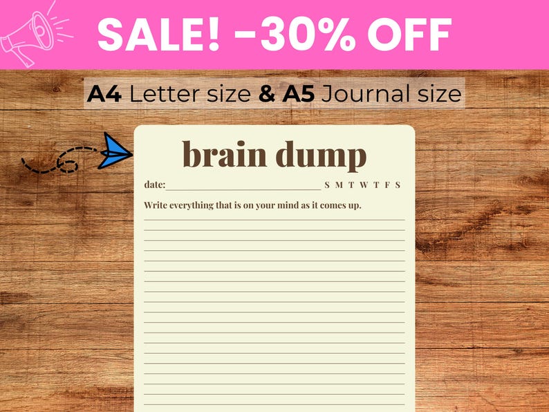 Brain Dump Printable | Mind Declutter Worksheet | Digital To-do List ...