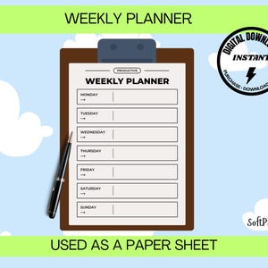 Simple Weekly Planner | Minimalist Schedule Template | Clean Weekly ...