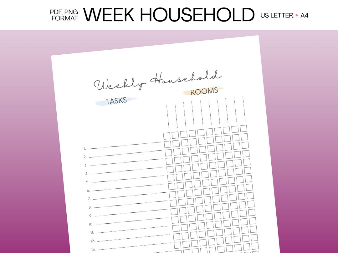 Weekly Household Task Planner - Printable A4 & A5 Versions for Easy ...