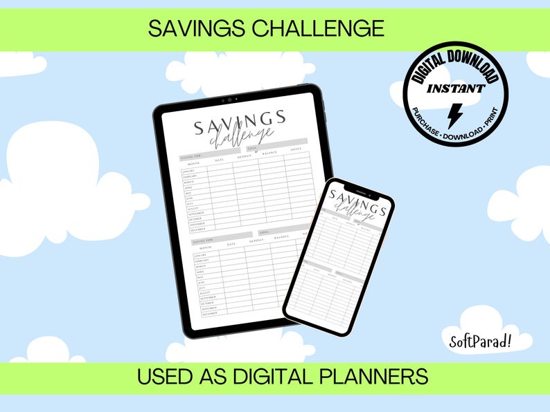 Savings Challenge Tracker Printable | Financial Goal Planner (A4, A5 ...