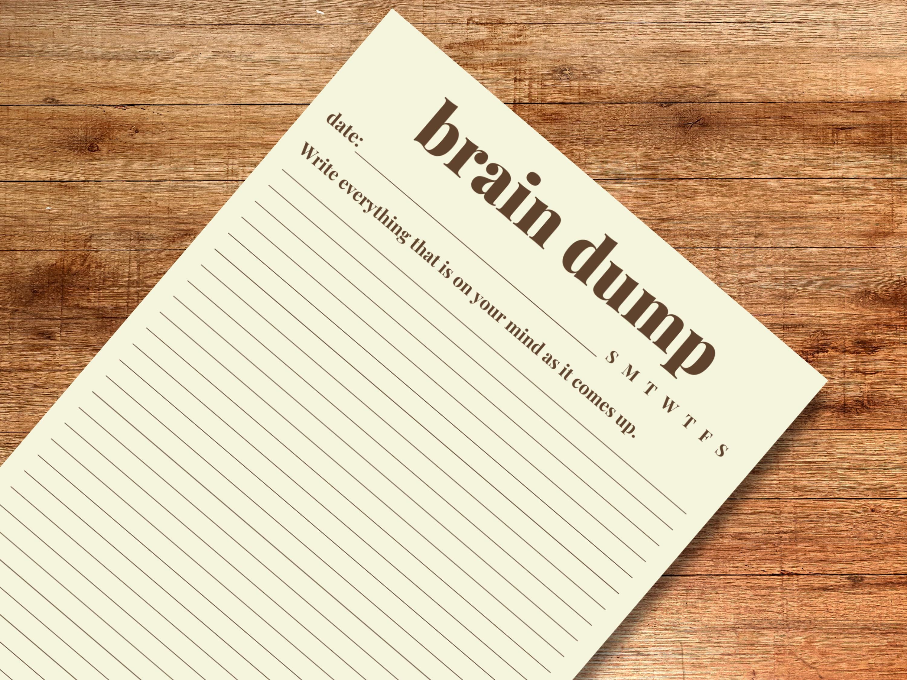 Brain Dump Printable | Mind Declutter Worksheet | Digital To-do List ...