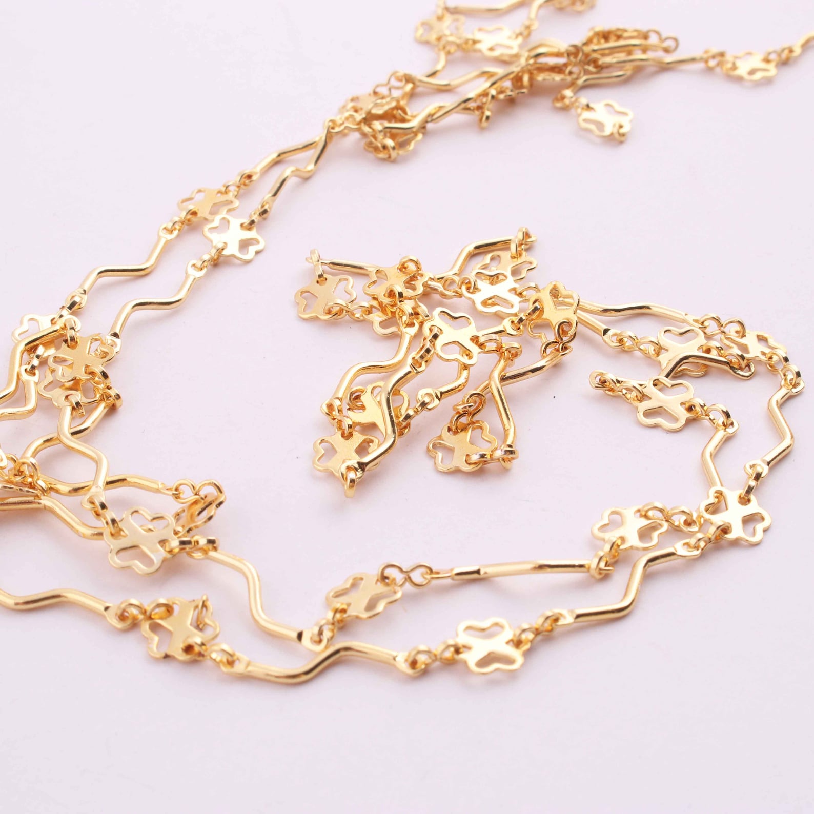 5 Feet Gold Plated Copper Chain Fancy Shape Link Chain | Etsy