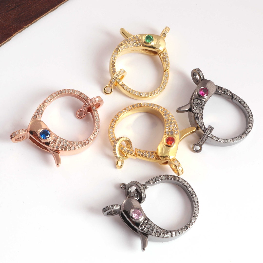 1pc Pave Diamond Multi Color Lobster Claps,28mmx21mm Lobster Claps,both ...