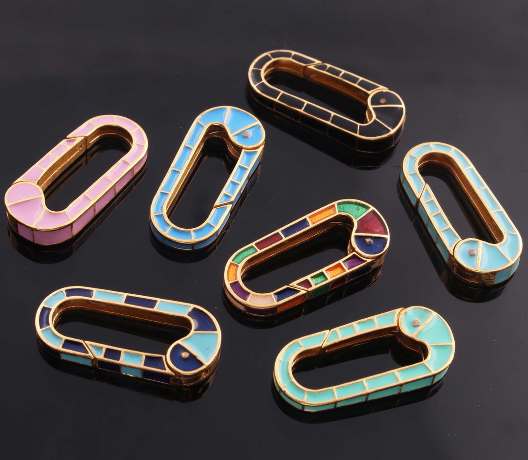 Enamel Brass Lock, Push Snap Enhancer, Jewelry Finding (26mmx11mm) - Etsy