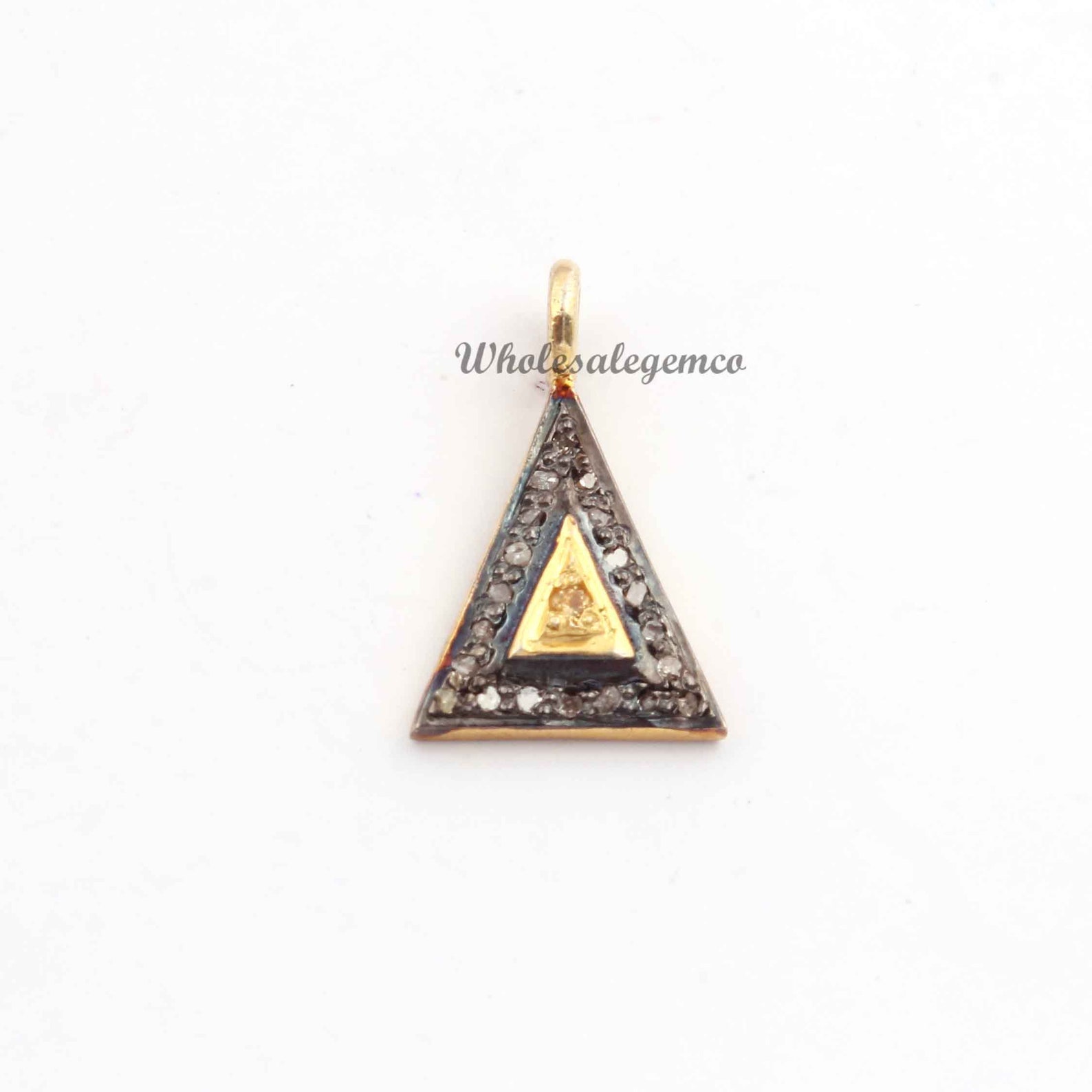 1 Pc Pave Diamond Pendant Triangle Shape Gemstone in the - Etsy