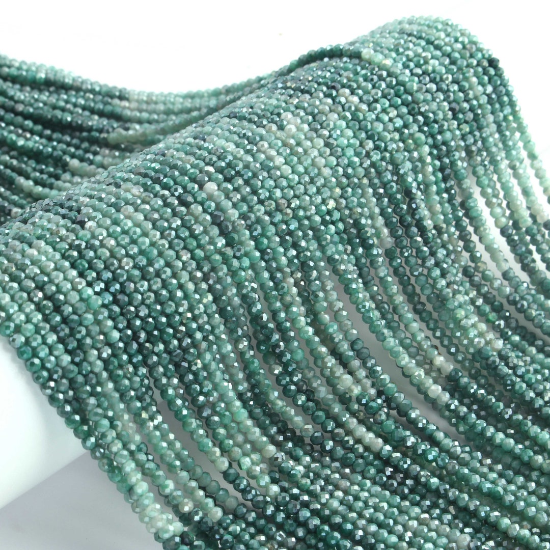 2 Strands Green Silverite Gemstone Balls, 3mm Micro Faceted Ball Beads ...