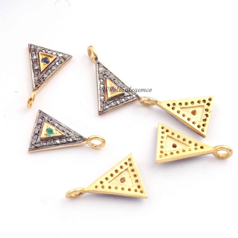 1 Pc Pave Diamond Pendant Triangle Shape Gemstone in the | Etsy