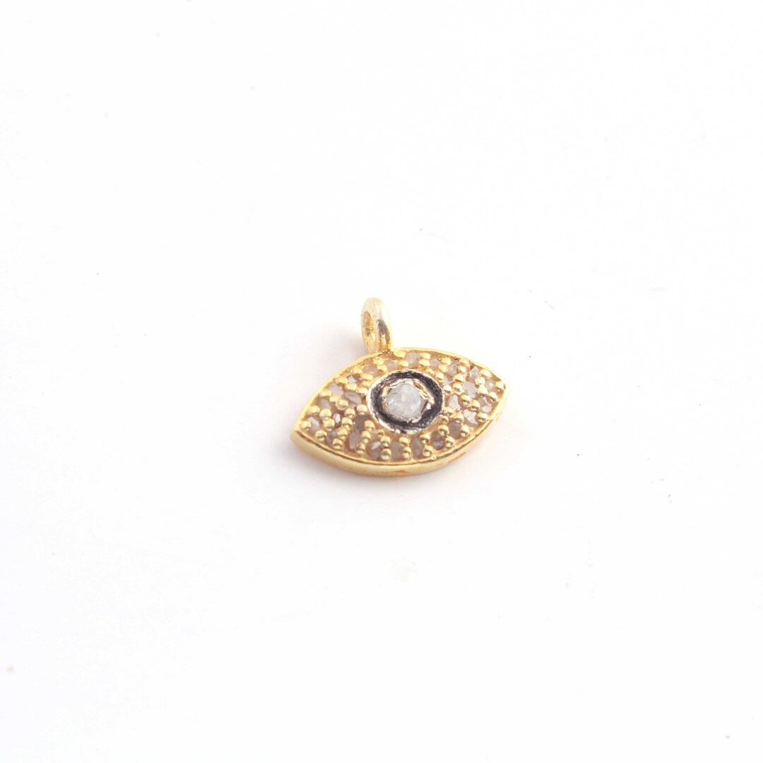1 Pc Pave Diamond Pendant, Evil Eye Shape, Rose Cut Diamond Gemstone in ...