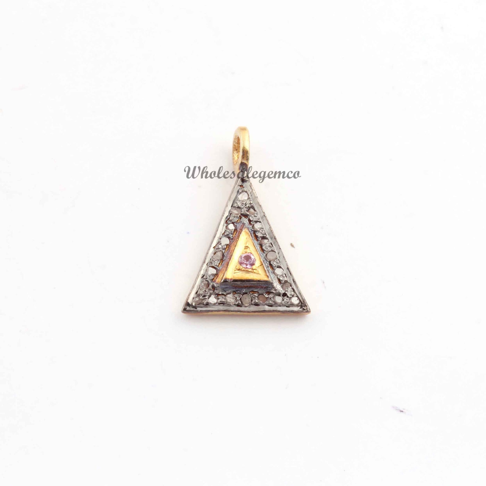 1 Pc Pave Diamond Pendant Triangle Shape Gemstone in the - Etsy