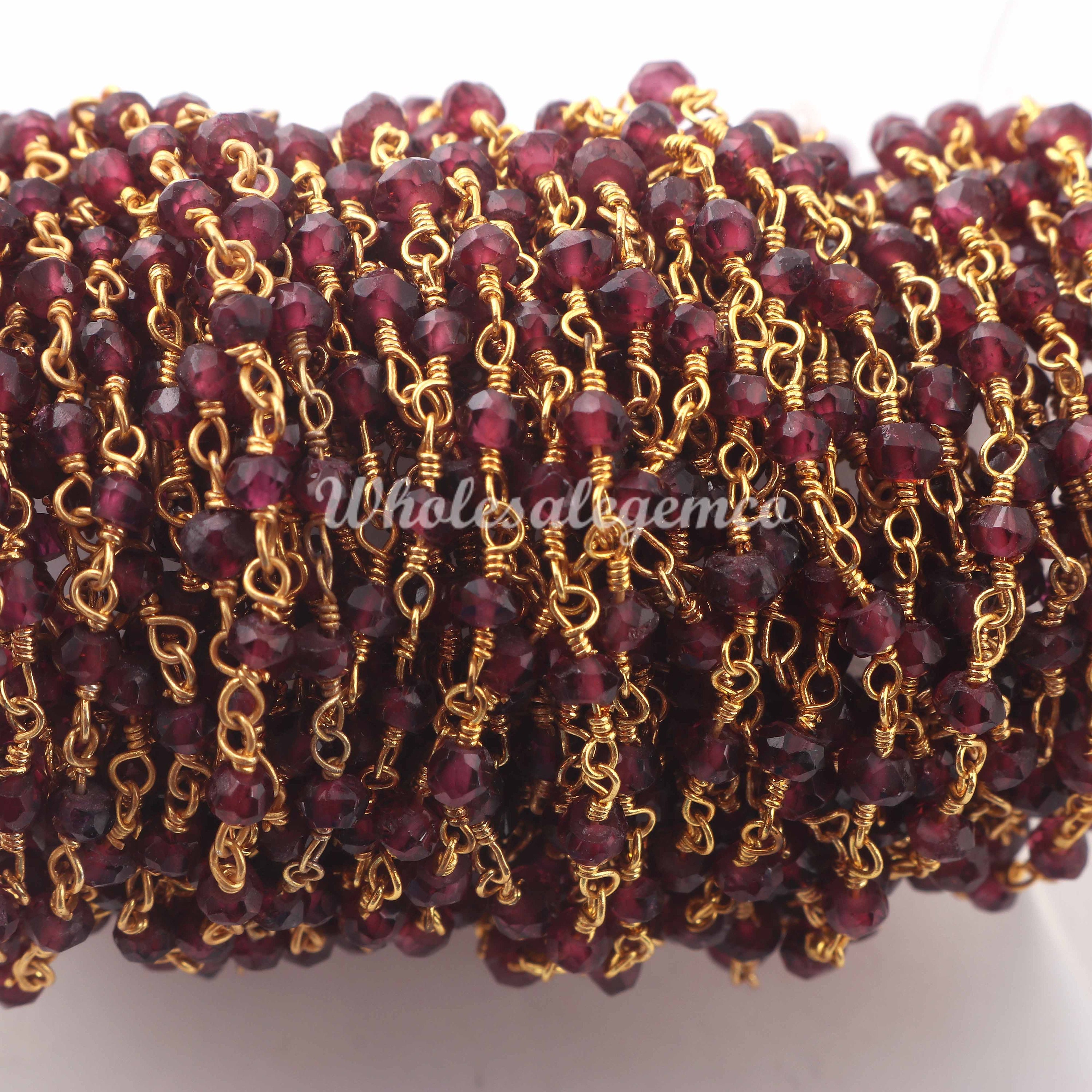 5 Feet Garnet Gemstone Rosary Chain 3.5mm-4mm Faceted Beads | Etsy