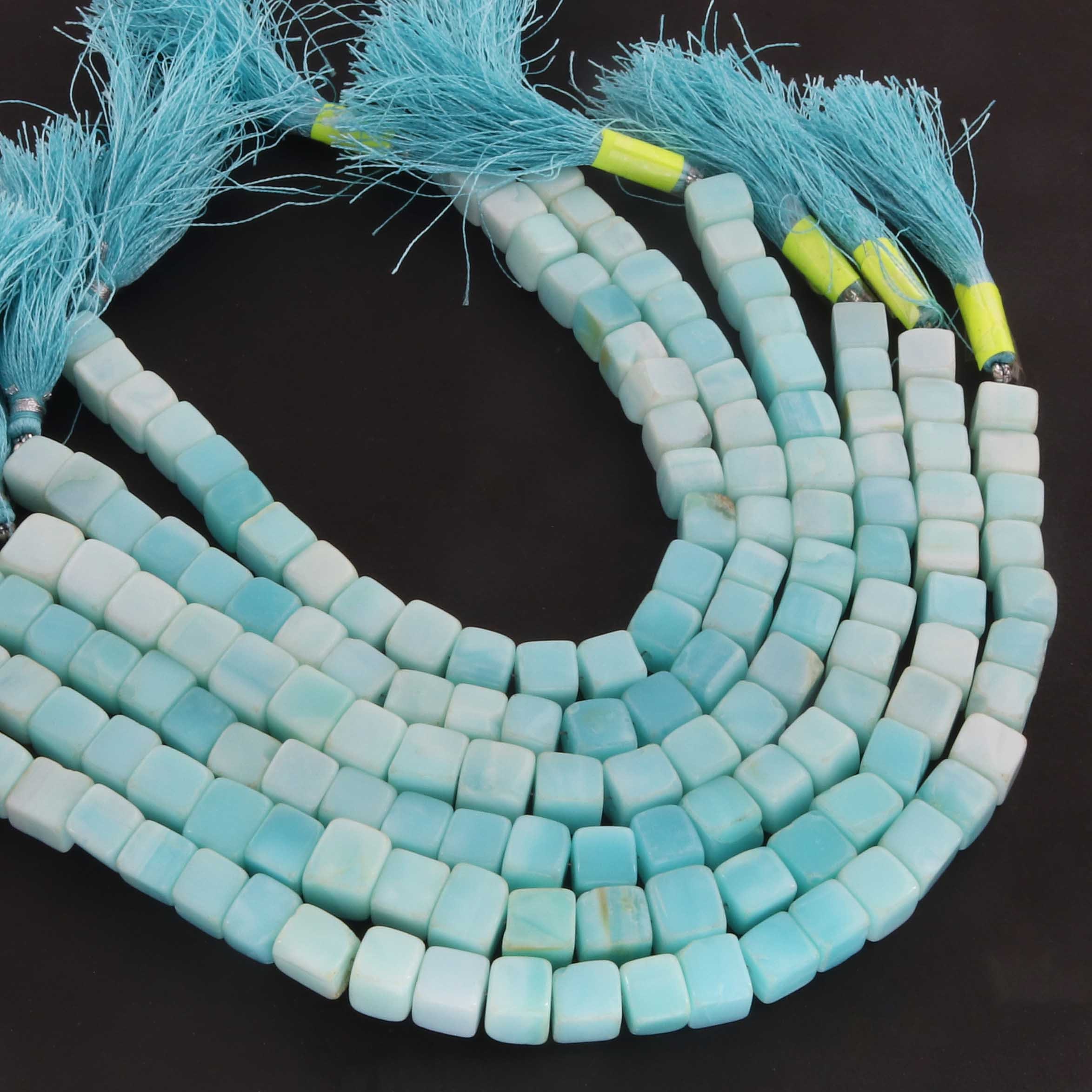 1 Strand Peru Opal Cube Briolette, Box Shape Smooth Beads, 8 Inches, 7 ...