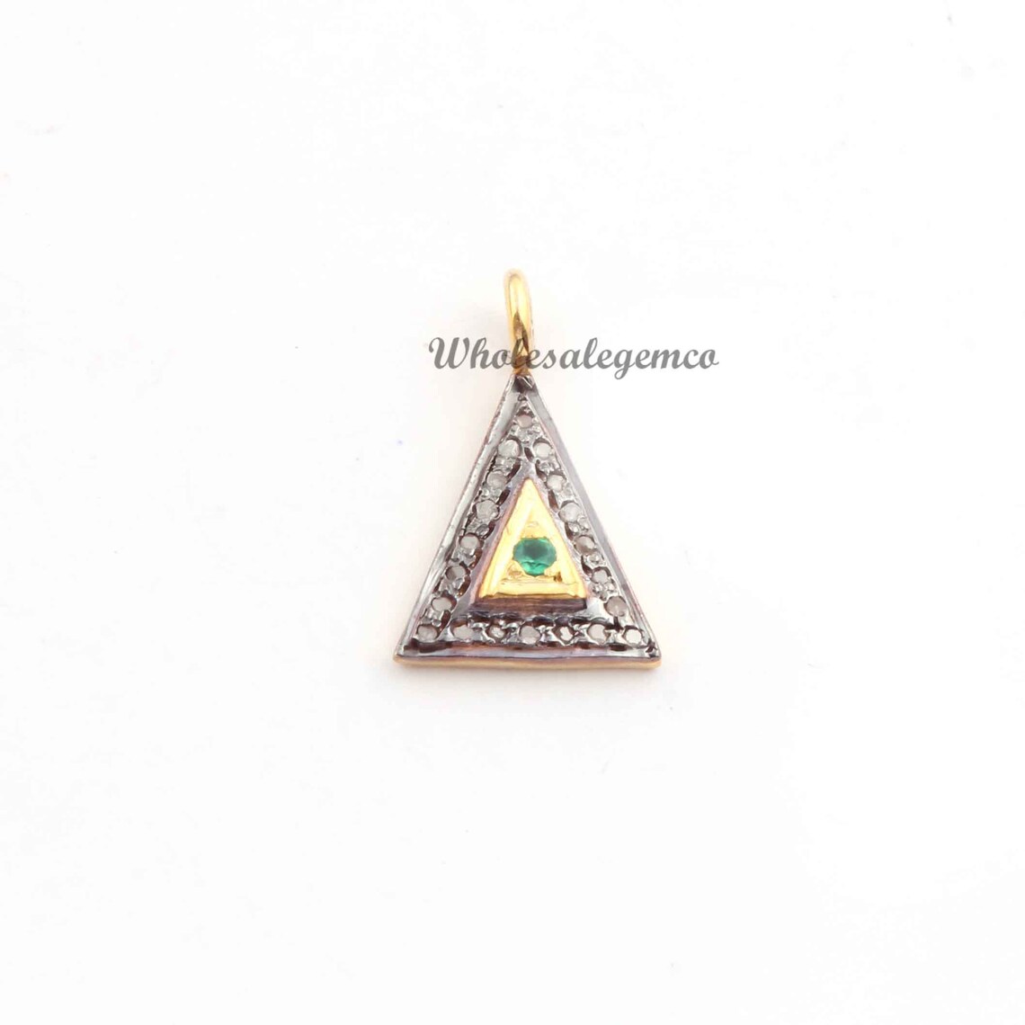 1 Pc Pave Diamond Pendant Triangle Shape Gemstone in the | Etsy