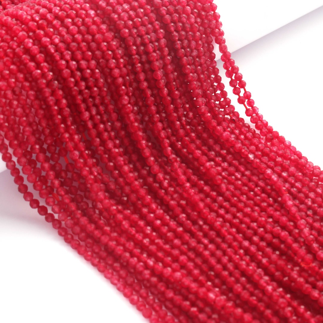 5 Strands 3mm Pink Dyed Ruby Gemstone Rondelle Beads Micro - Etsy
