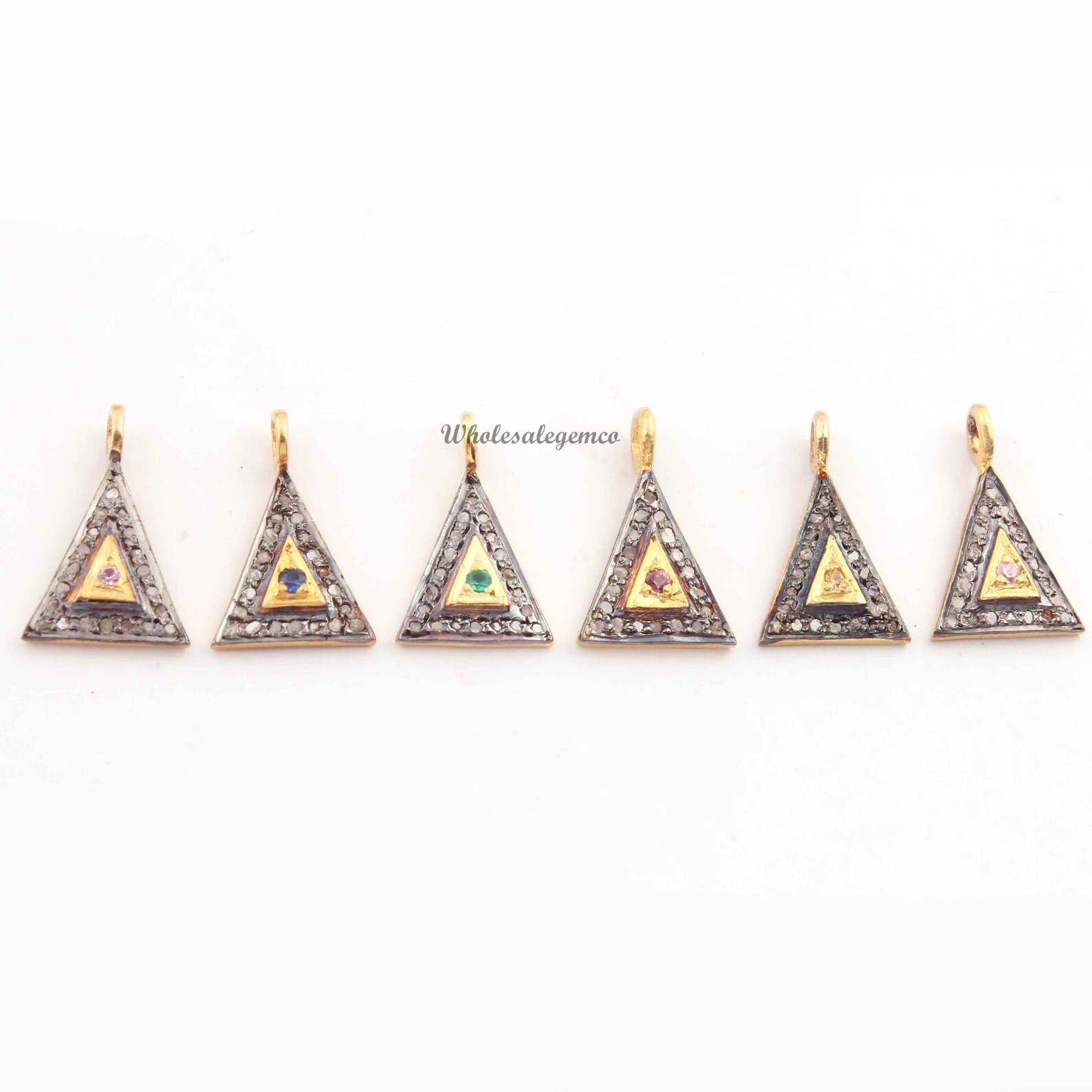 1 Pc Pave Diamond Pendant Triangle Shape Gemstone in the - Etsy