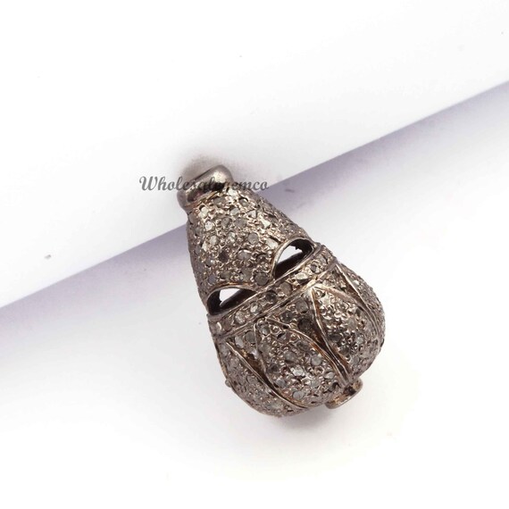 1 Pc Pave Diamond Bead Tear Shape Bead 20mmx13mm 925 | Etsy