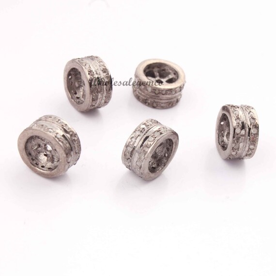 1 Pc Pave Diamond Designer Spacer Beads 925 Sterling Silver | Etsy