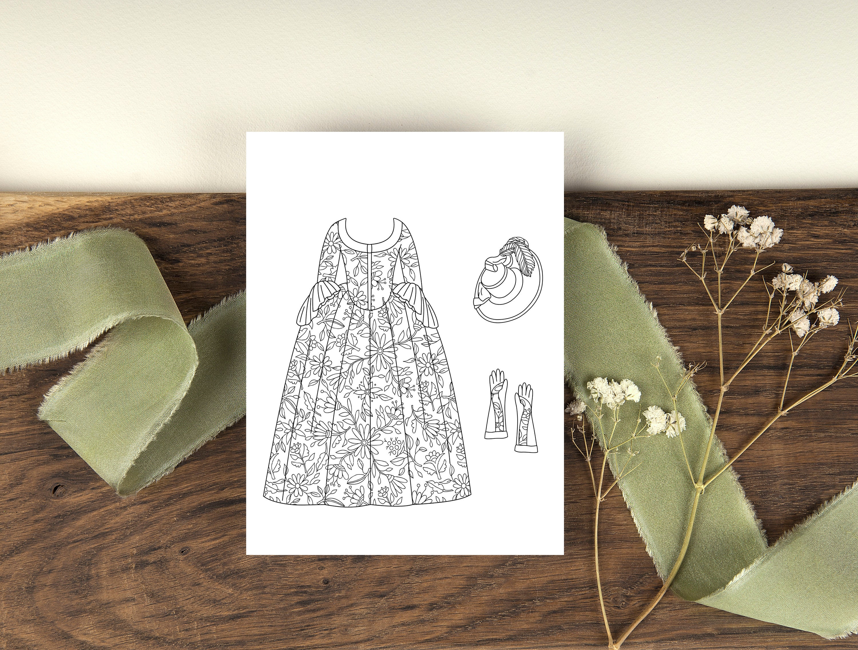 Rococo Coloring Book Historical Dresses 18th Century Adult Coloring ...