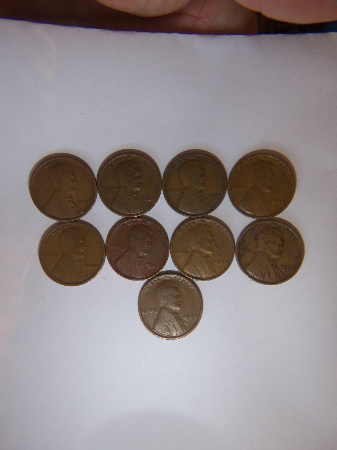 9 Wheat Pennies 1920-1929 Complete Set of P-mints Except the 1922-P #3 ...