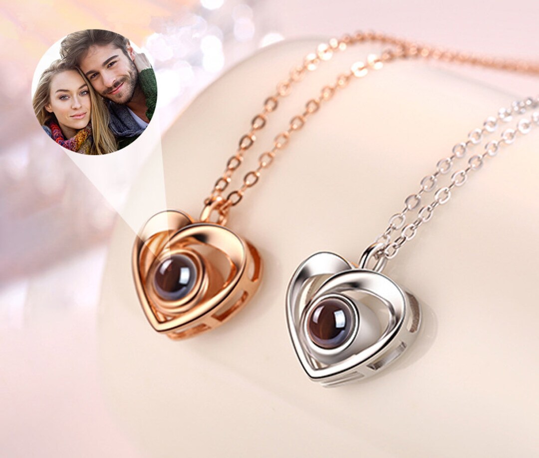 Heart Personalized Projection Photo Custom Necklace 925 Sterling Silver ...