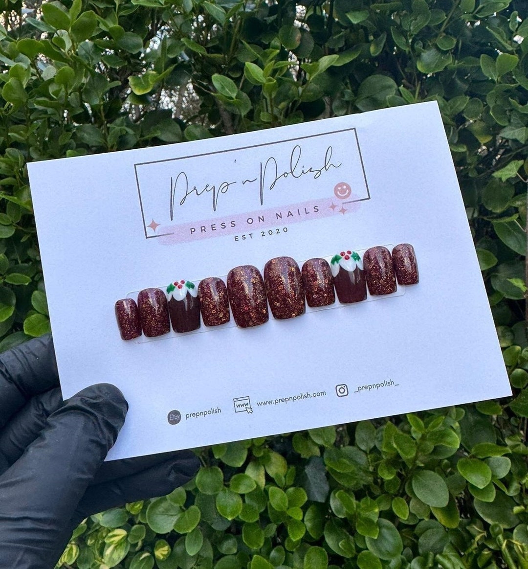 Christmas Press on Nails Christmas Pudding Nails - Etsy