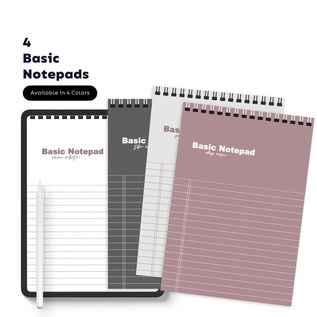 4 Basic Vertical Notepads for iPad 24 Hyperlinked Sections Each ...