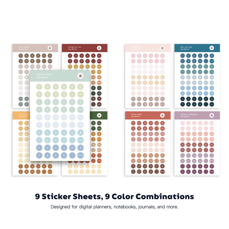 495 Numbers Stickers for iPad | Digital Stickers | for BUJO, Journals ...