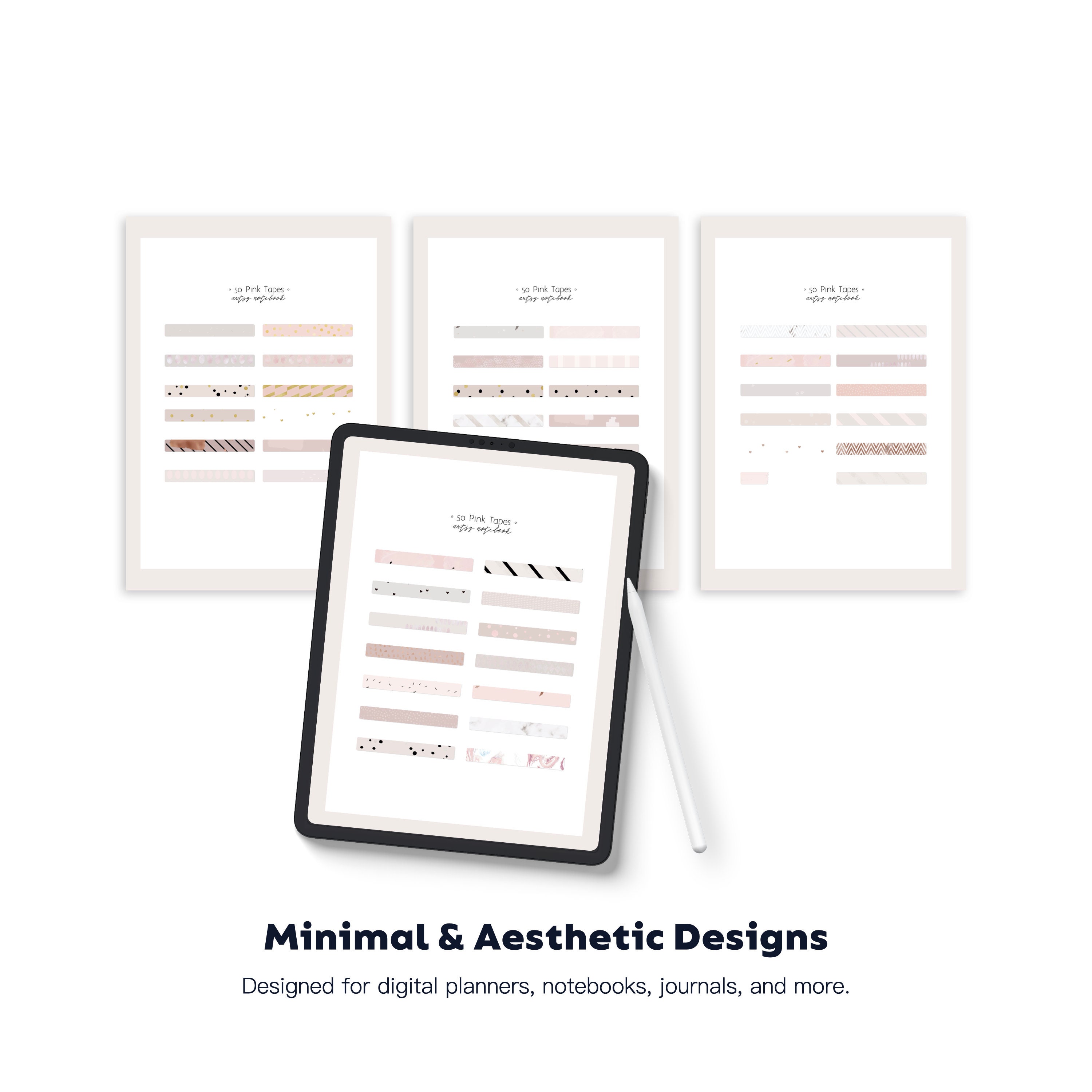 50 Pink Tapes for Digital iPad Planner Digital Stickers Instant ...