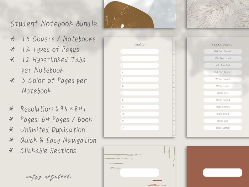 16 Minimalist Student Notebook for All Subjects Notebook - Etsy