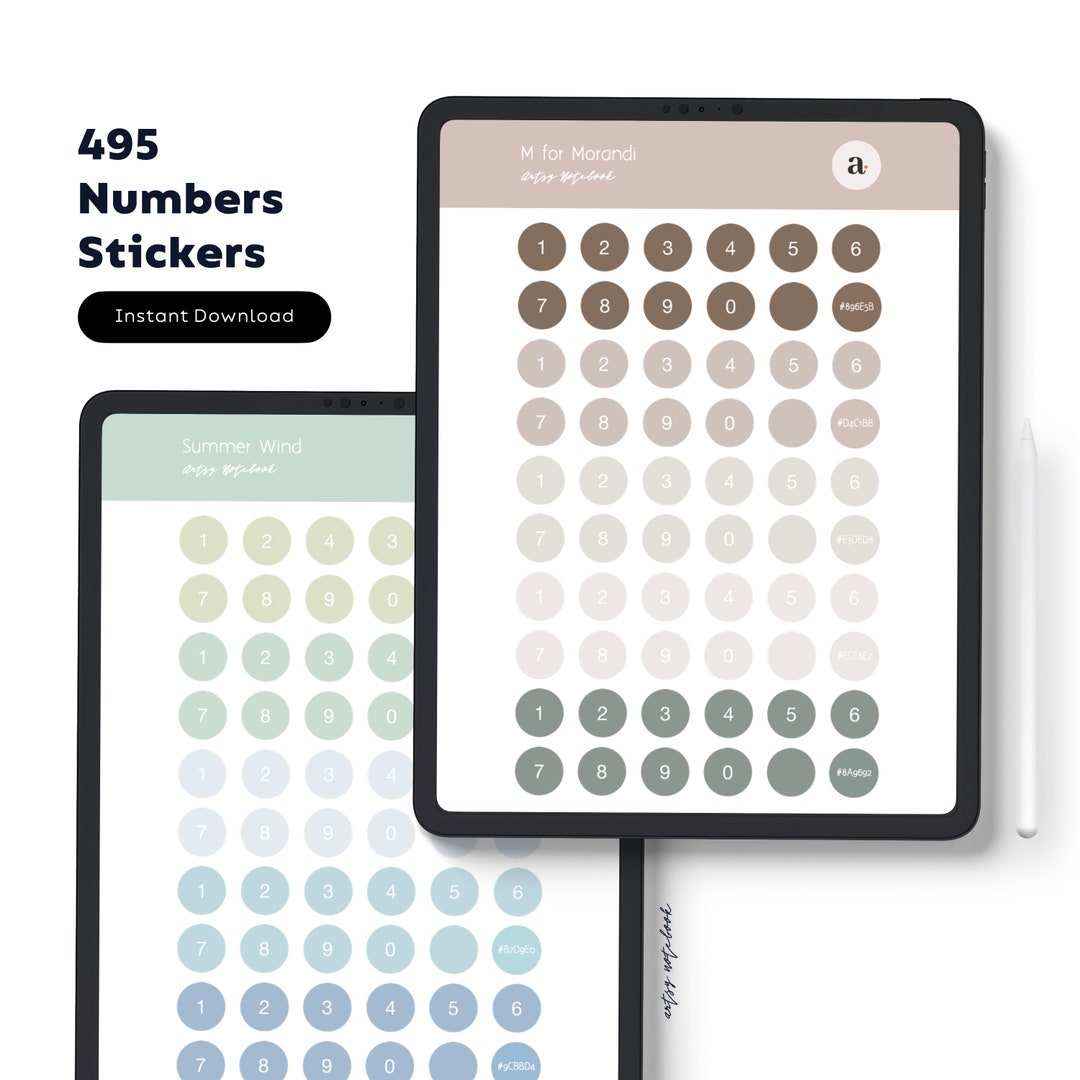 495 Numbers Stickers for iPad | Digital Stickers | for BUJO, Journals ...