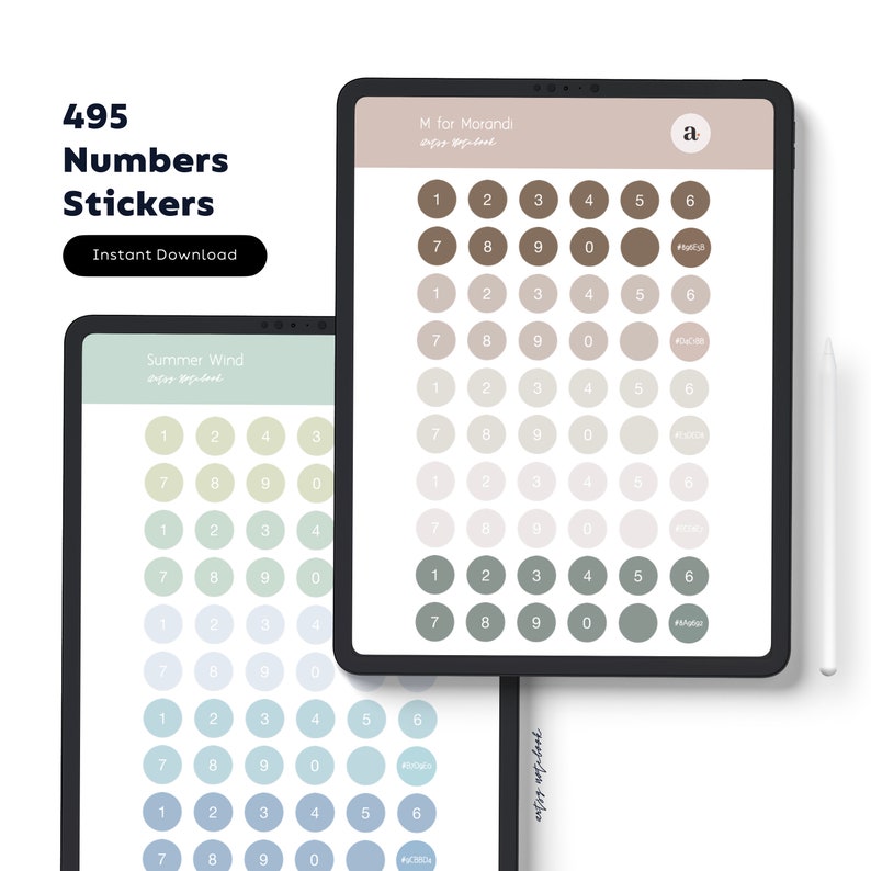 495 Numbers Stickers for iPad | Digital Stickers | for BUJO, Journals ...