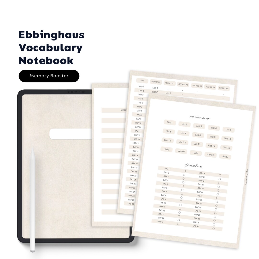 Ebbinghaus Vocabulary Notebook | 30-day Vocabulary Study Plan for ...