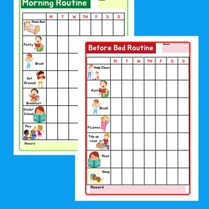 Weekly Routine Charts With Pictures for Kids Girls Boys Toddlers ...