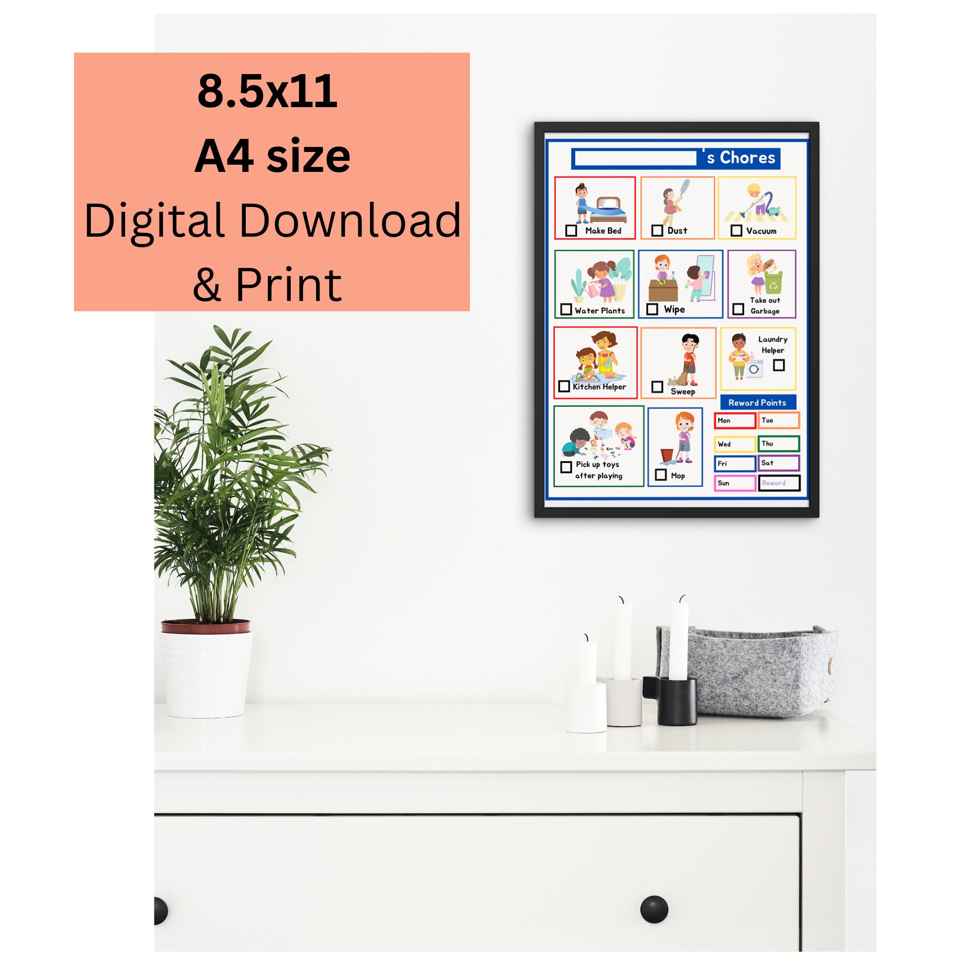 Kids Daily Weekly Chores Checklist|printable Job Chart|responsibility ...