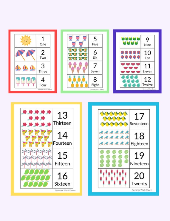 Math Counting 1-20 for Preschool Kindergarten Kids Learn - Etsy