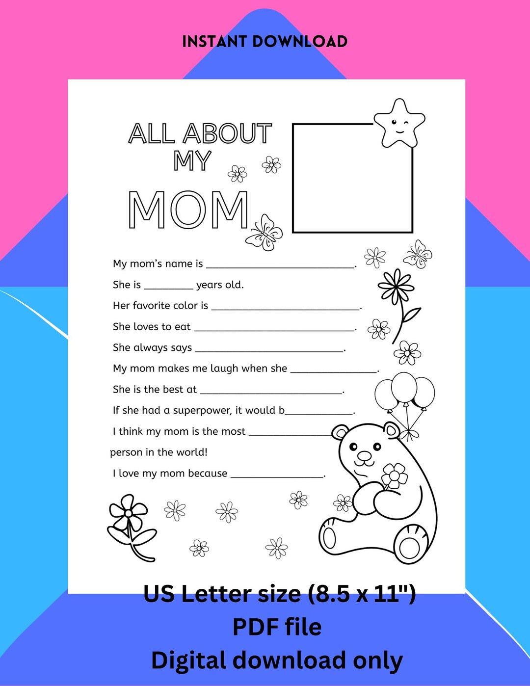 Mother's Day Printable: All About My Mom Quiz (digital Download) - Etsy